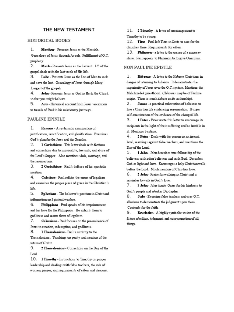 Historical Books: The New Testament | PDF | Epistle To Philemon | Paul ...