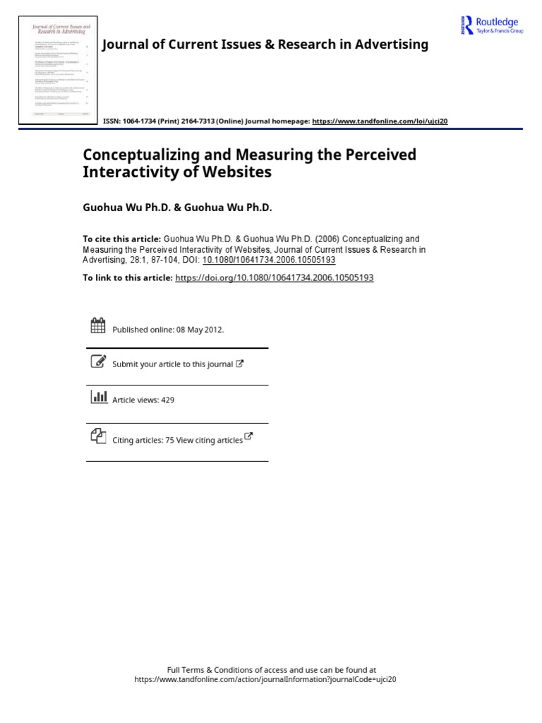 Conceptualizing and Measuring The Perceived Interactivity of Websites ...