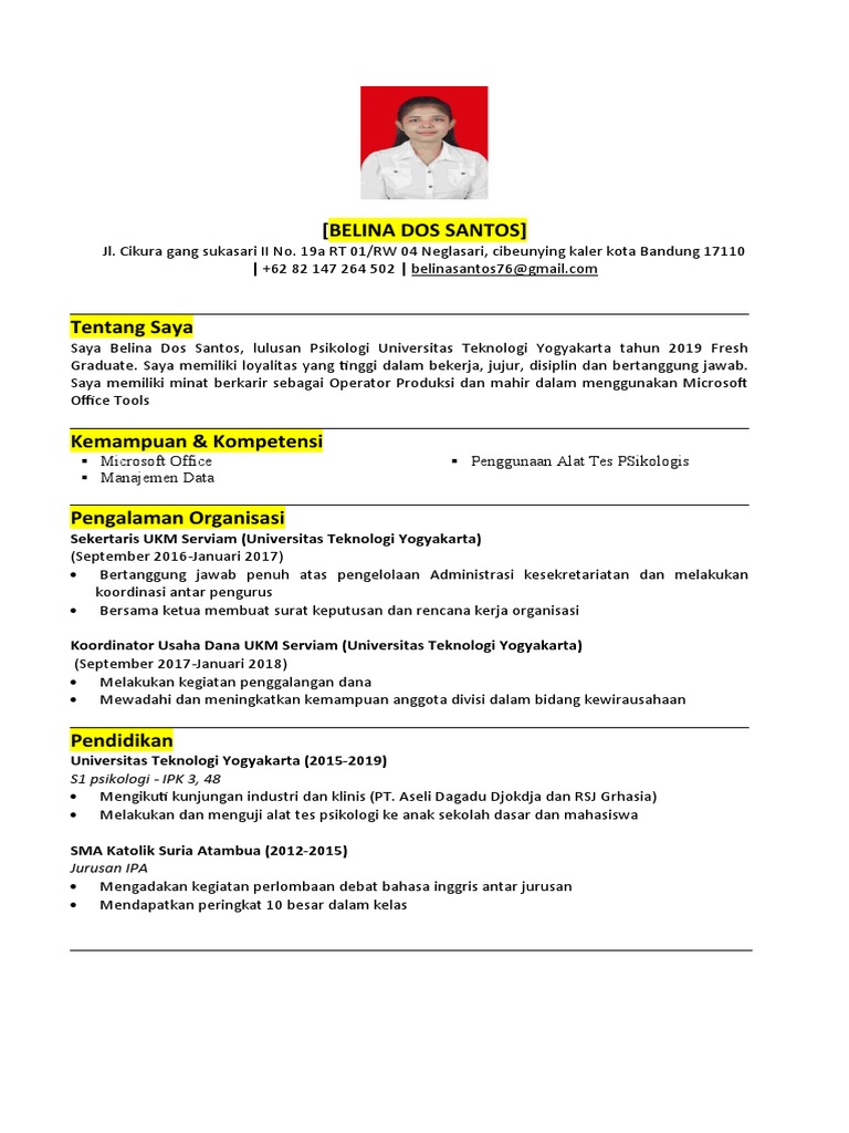 Contoh CV FIX Belina | PDF