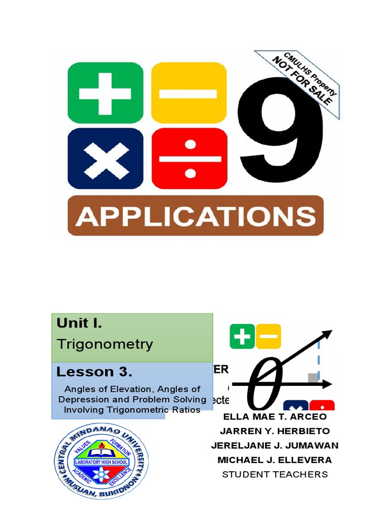 Angles of Elevation Angles of Depression and Problem Solving Involving Trigonometric Ratios ...