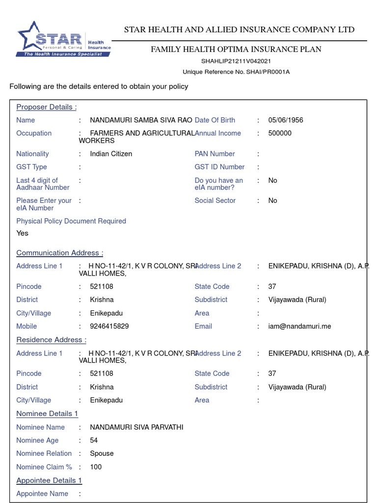 Star Health and Allied Insurance Company LTD | PDF | Underwriting ...