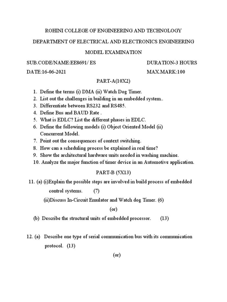 Es Model Exam | PDF | Embedded System | Process (Computing)