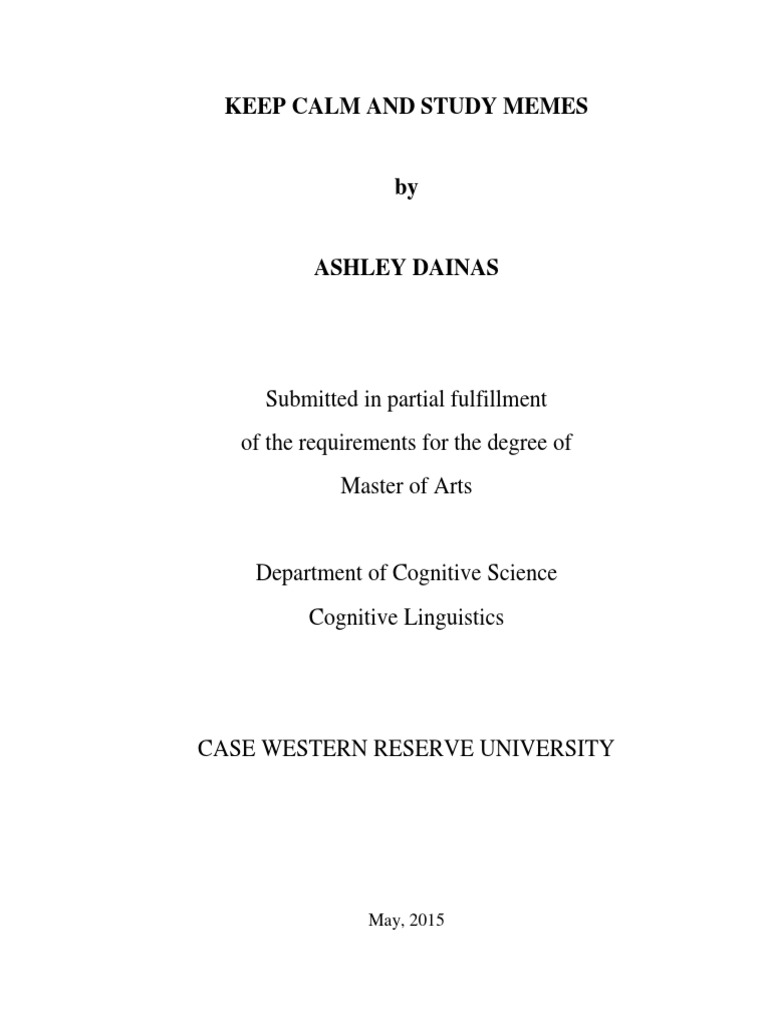 Keep Calm and Study Memes - Dainas Thesis | PDF | Jokes | Human ...