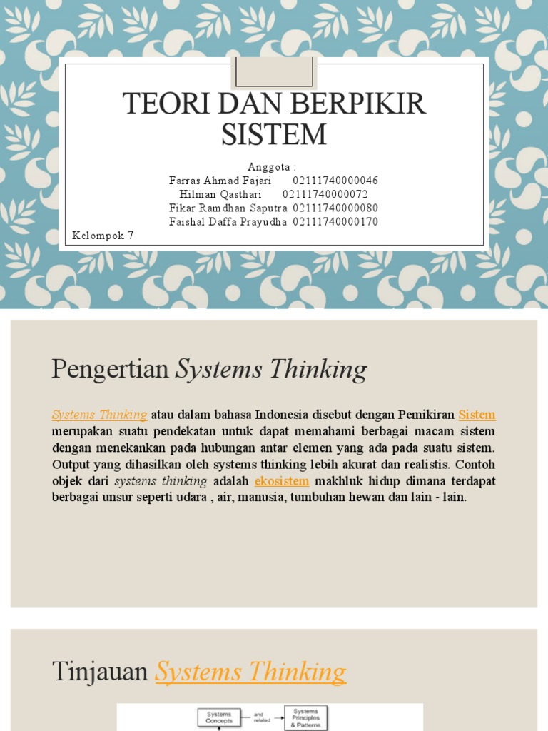 Teori Sistem Dan Berpikir Sistematis - Kelompok 7 | PDF