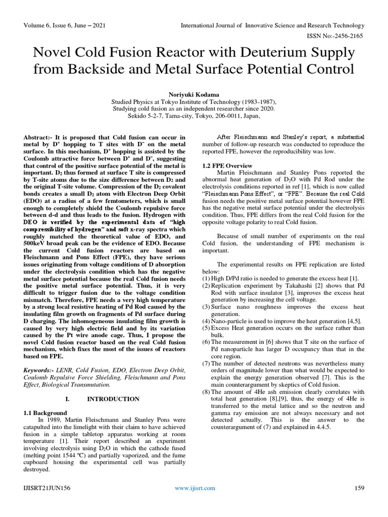 Novel Cold Fusion Reactor With Deuterium Supply From Backside and Metal ...