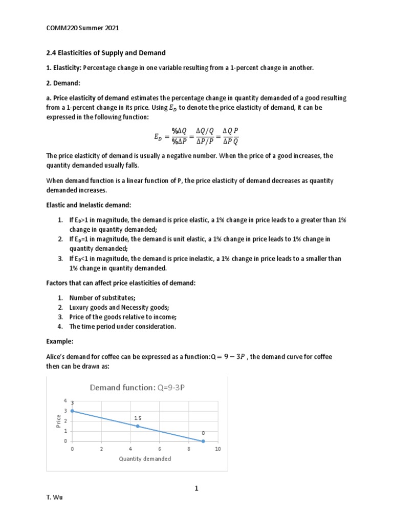 Elasticities of Supply and Demand Explained | PDF | Demand | Elasticity ...