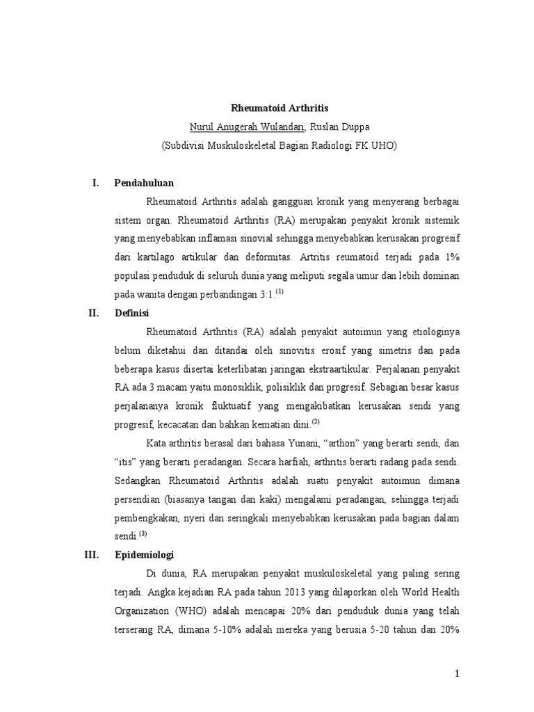 RA Anatomi dan Patofisiologi | PDF