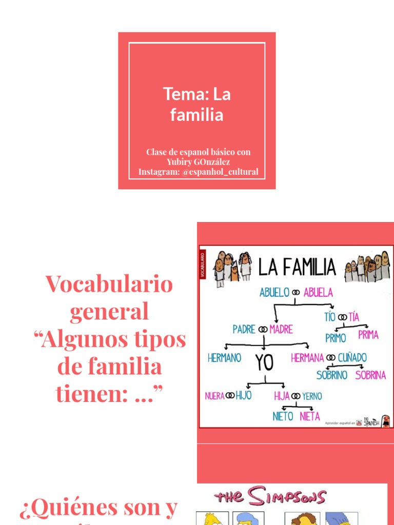 Vocabulario y tipos de familia en español | PDF