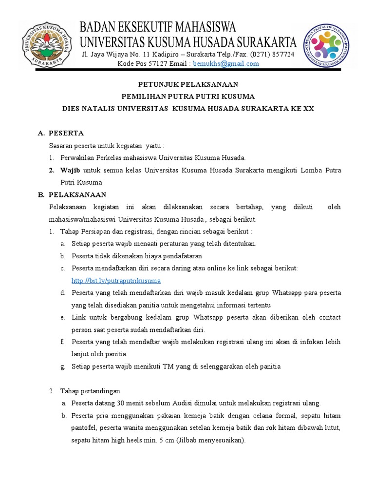 Juknis Putra - Putri Kusuma | PDF