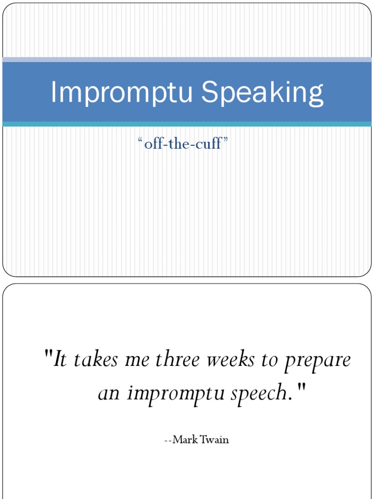 Impromptu Speaking | PDF