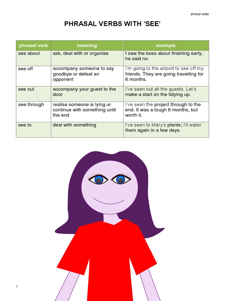 Phrasal Verbs With See': Phrasal Verb Meaning Example | PDF