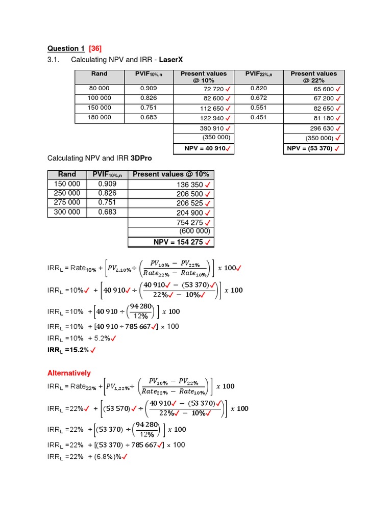 Rand Pvif Present Values at 10% Pvif Present Values at 22% | PDF | Net ...