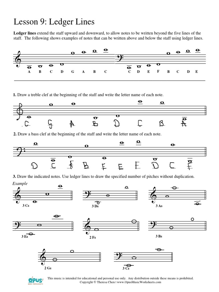 Kami Export - Music-Theory-Worksheet-9-Ledger-Lines | PDF | Musical ...