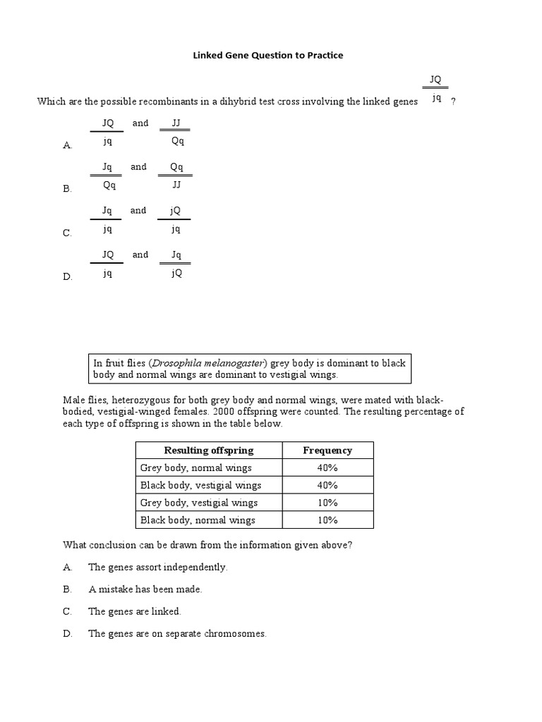 Linked Gene Question To Practice: JQ JQ | PDF | Allele | Meiosis