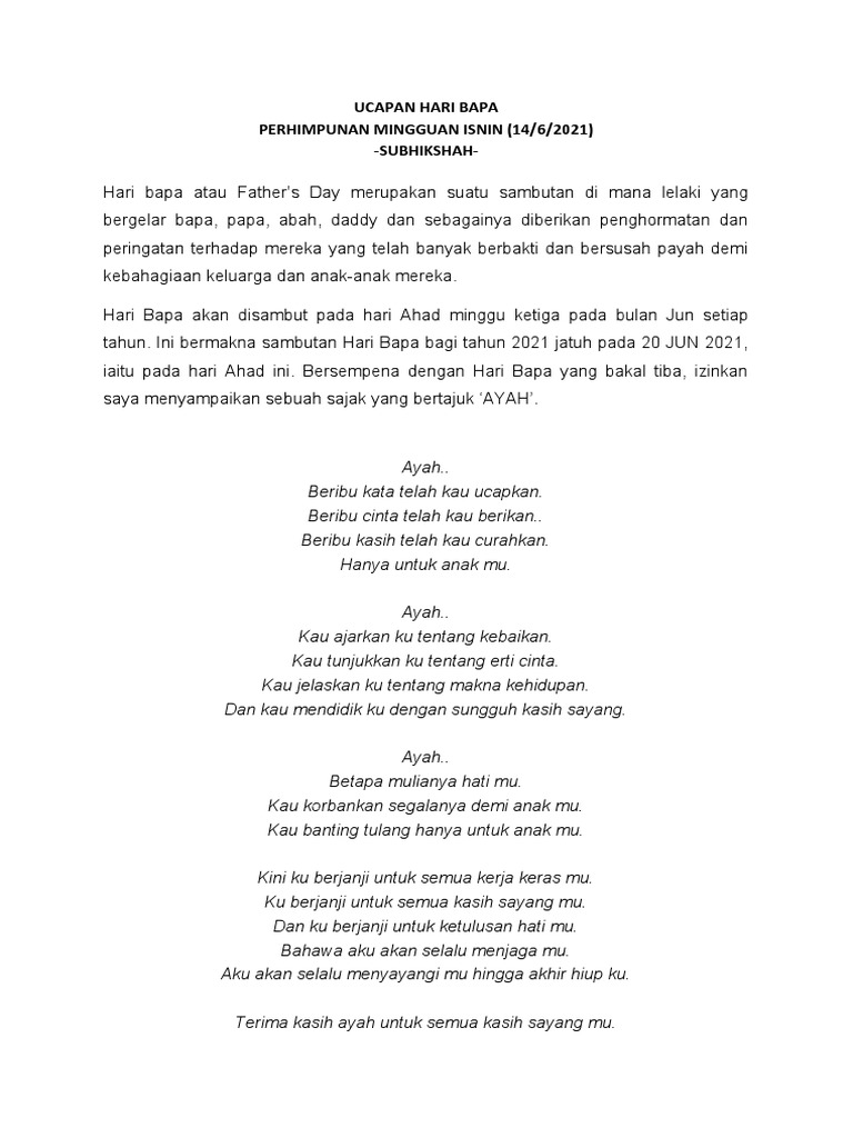 Ucapan Hari Bapa Pdf