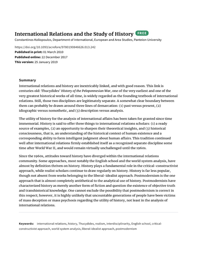 International Relations and The Study of History - Oxford Research ...