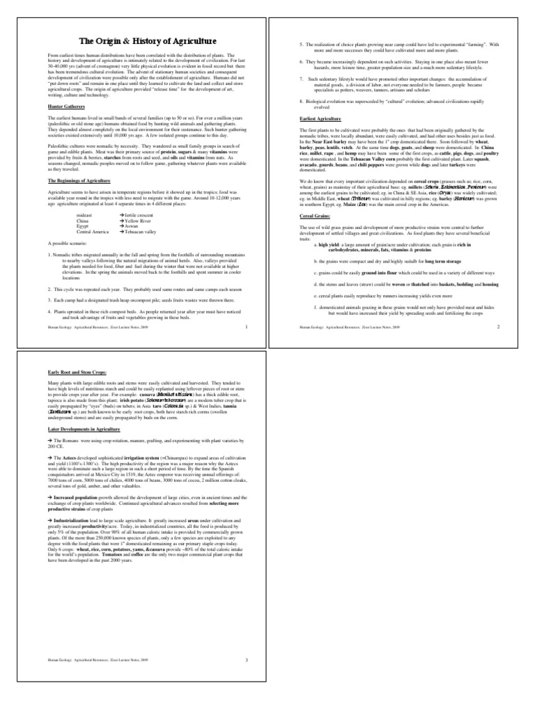 The Origin of Agriculture | PDF | Cereals | Domestication