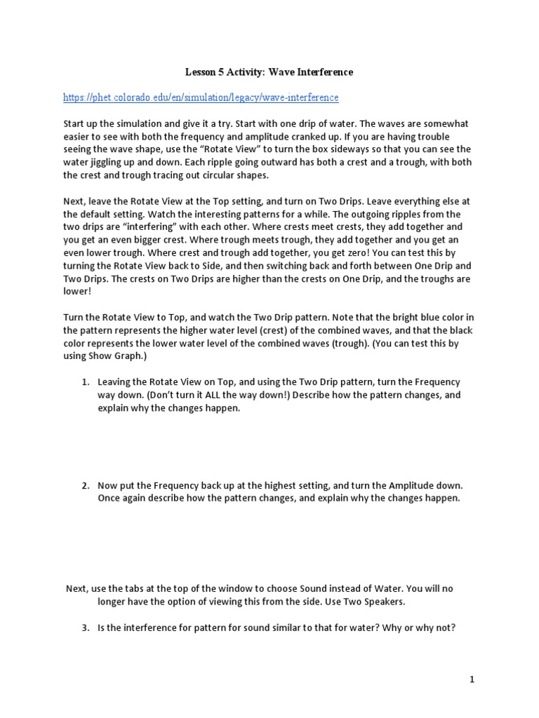 Wave Interference Activity | PDF | Optics | Electronics