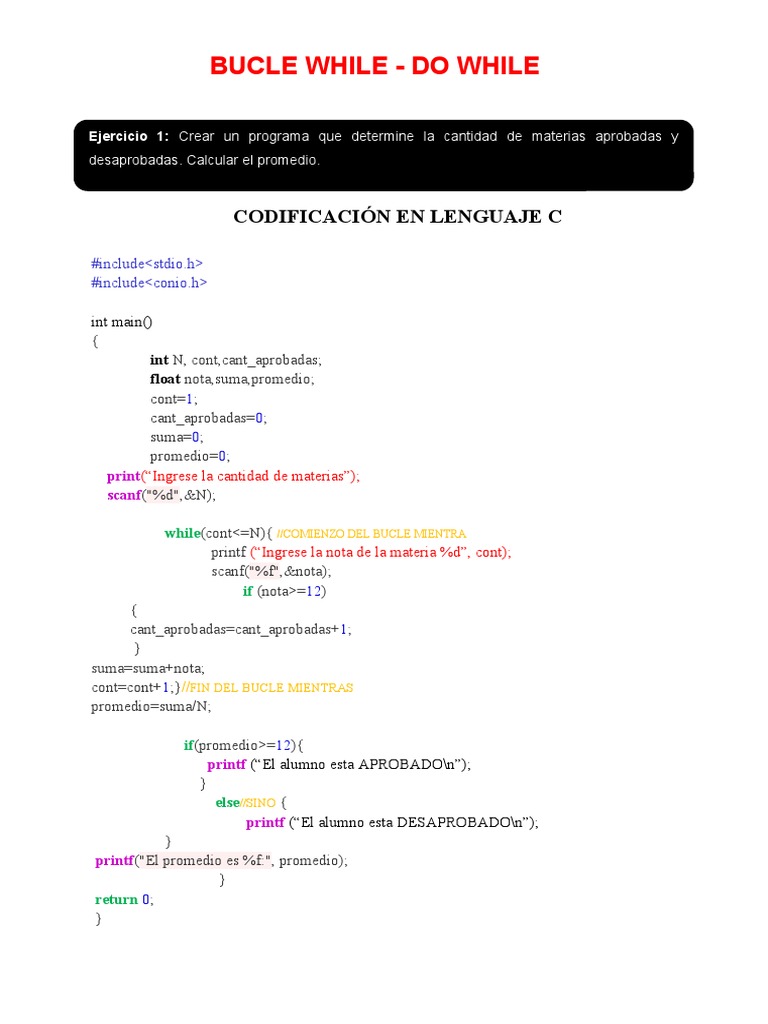 Bucle While - Do While Pseudocodigo y Lenguaje C | PDF | Flujo de control | C (lenguaje de ...