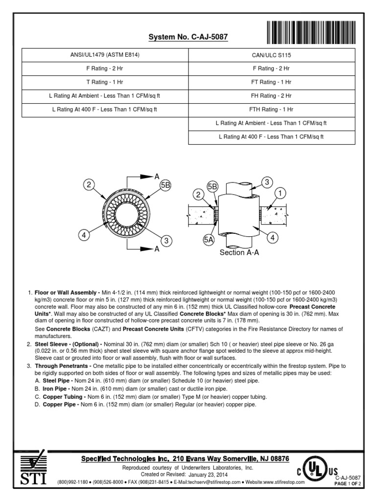 Max 24 Inch Dia Insulated Pipe UL System With LCI Sealant Only | PDF ...