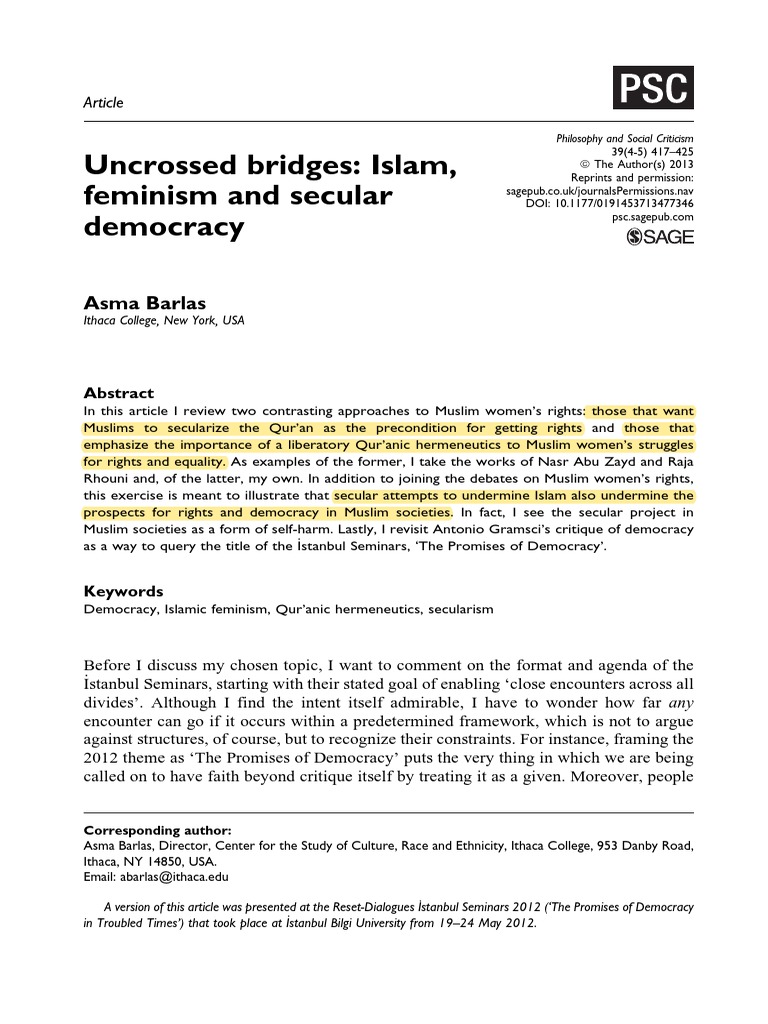 Barlas Uncrossed Bridges | PDF | Hegemony | Quran
