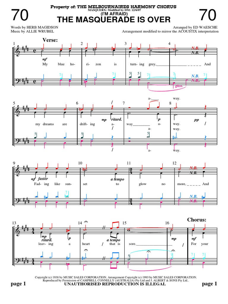70-Masquerade Is Over | PDF | Vocal Music | American Styles Of Music