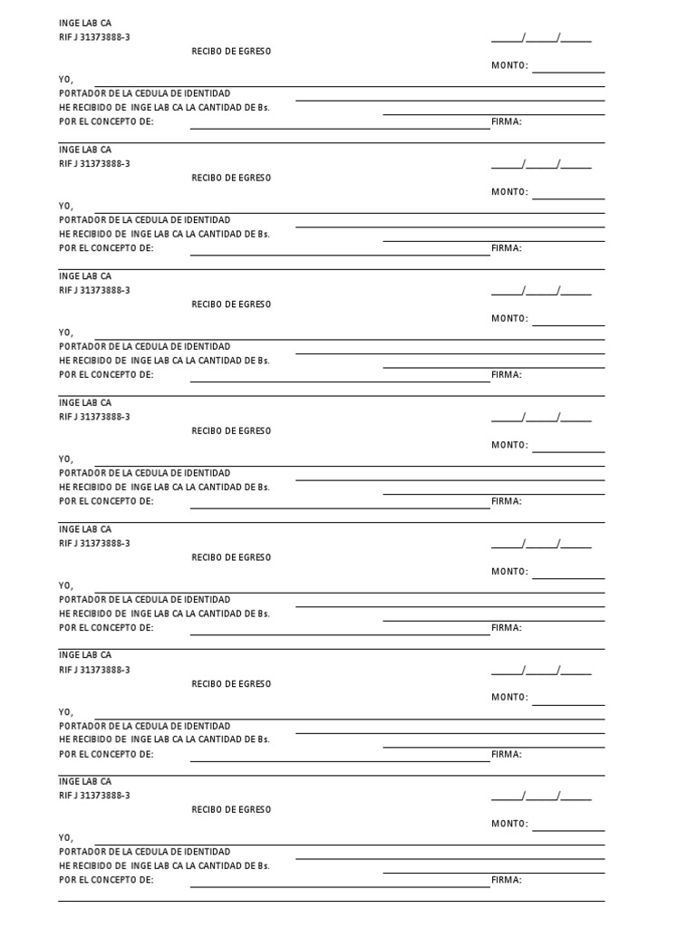 Recibo de Egreso Ingelab | PDF