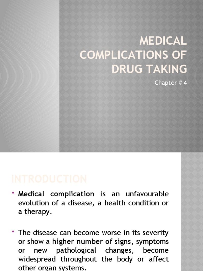 Medical Complications of Drug Taking | PDF | Drug Overdose | Medicinal ...
