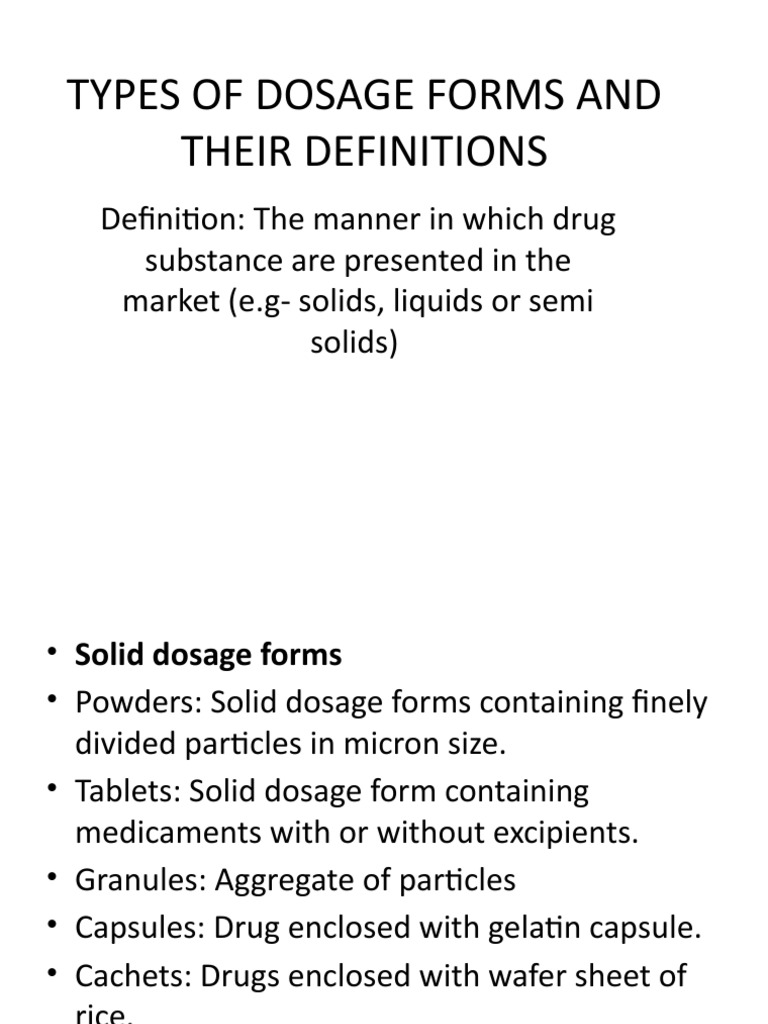 Types of Dosage Forms and Their Definitions | Download Free PDF ...