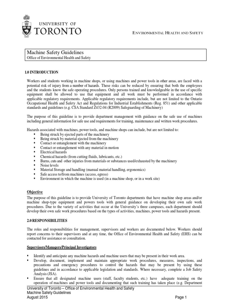 Machine Safety Guidelines | Download Free PDF | Personal Protective ...