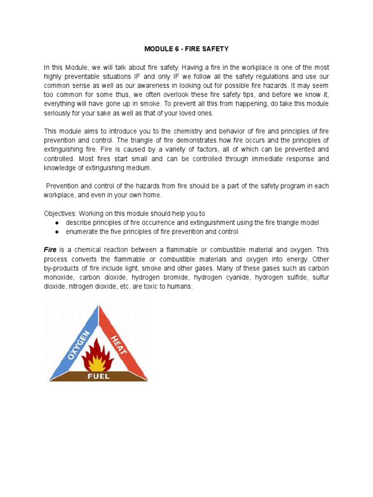 Module 6 - Fire Safety | PDF | Fires | Combustion