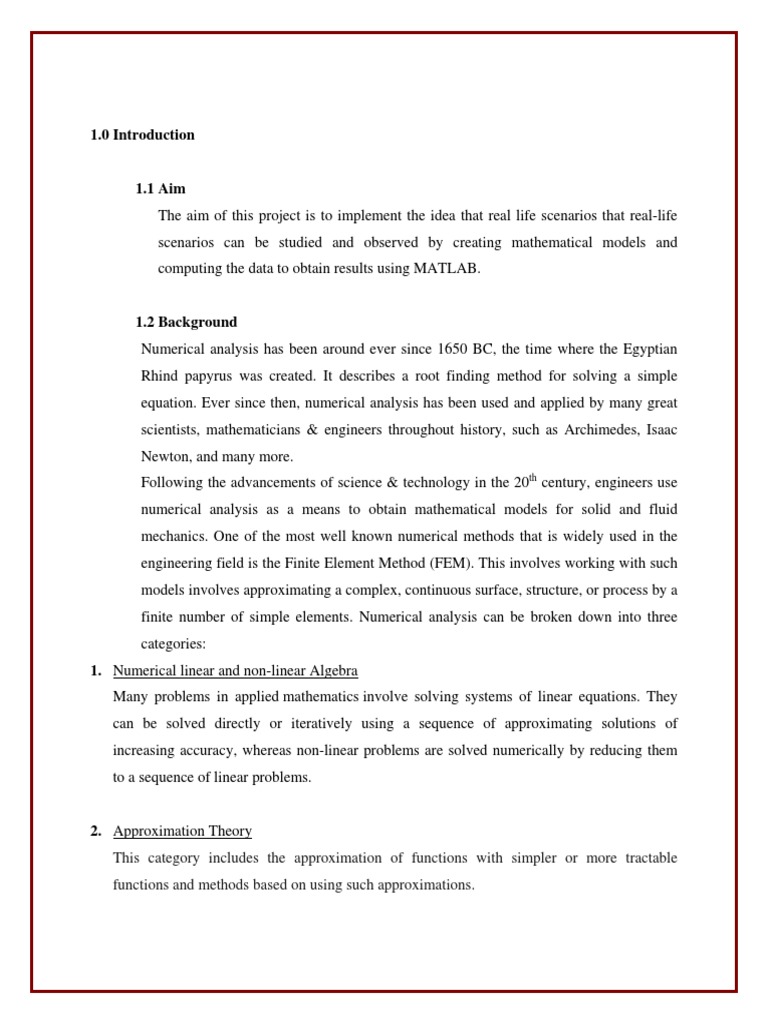 Numerical Analysis of Nonlinear Equations and Simultaneous Linear ...