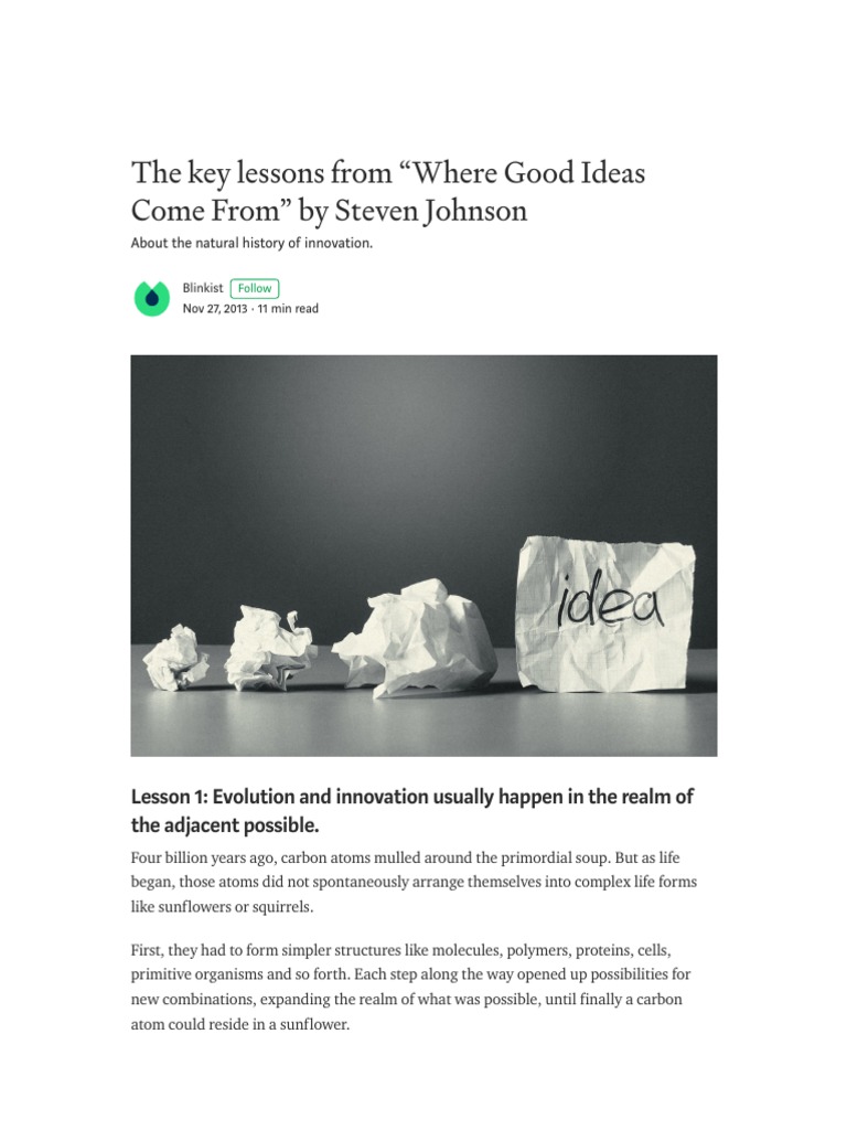 Key Lessons from "Where Good Ideas Come From" | PDF | Invention | Life