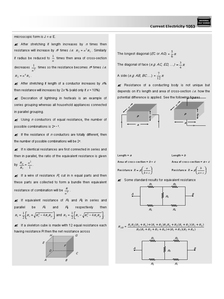 Current Electricity Practice Set. | PDF | Electrical Resistance And ...