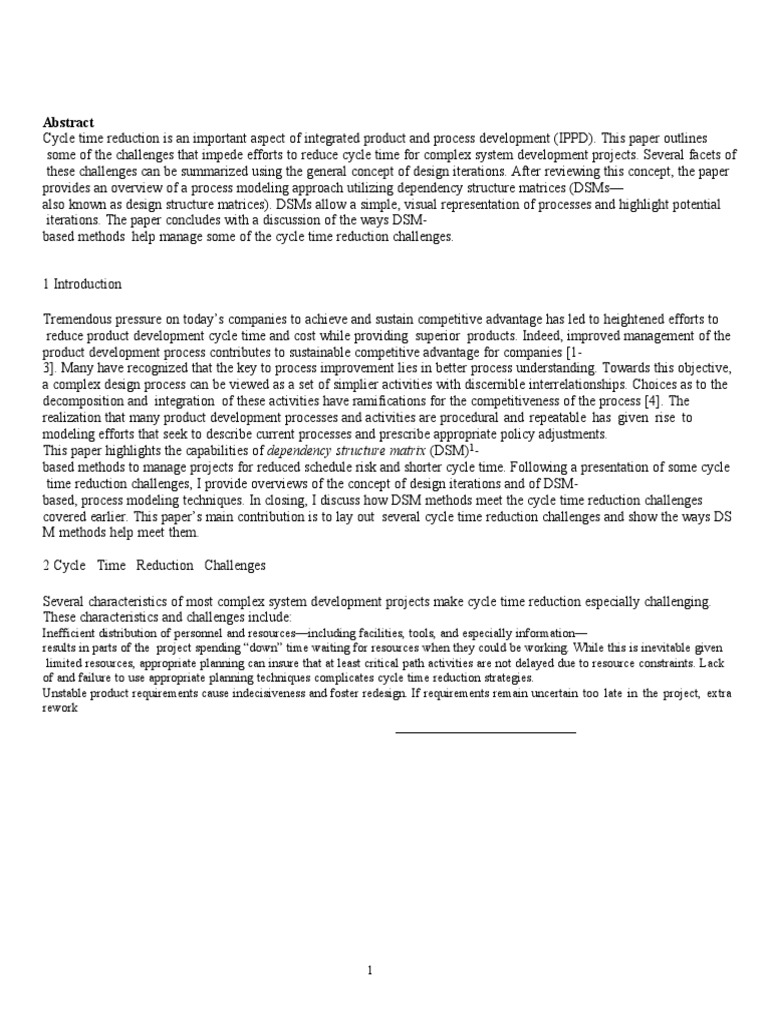 Dependency Structure Matrix | Download Free PDF | Design | Systems Theory