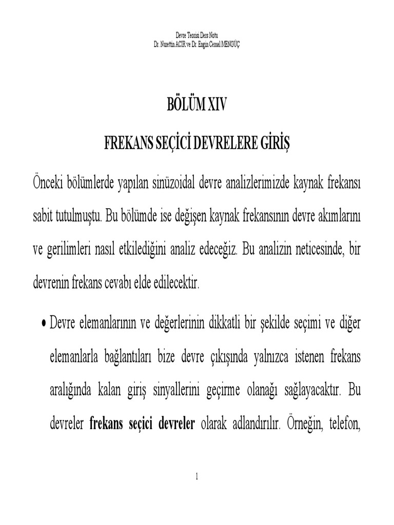 Devre Teorisi BLM 14-1 | PDF