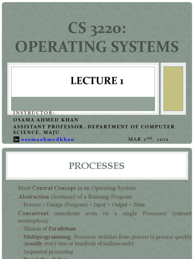 CS 3220: Operating Systems: Instructor | PDF | Process (Computing) | Computer Program