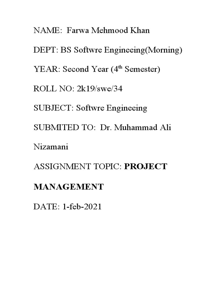 Assignment | PDF | Project Management | Reliability Engineering