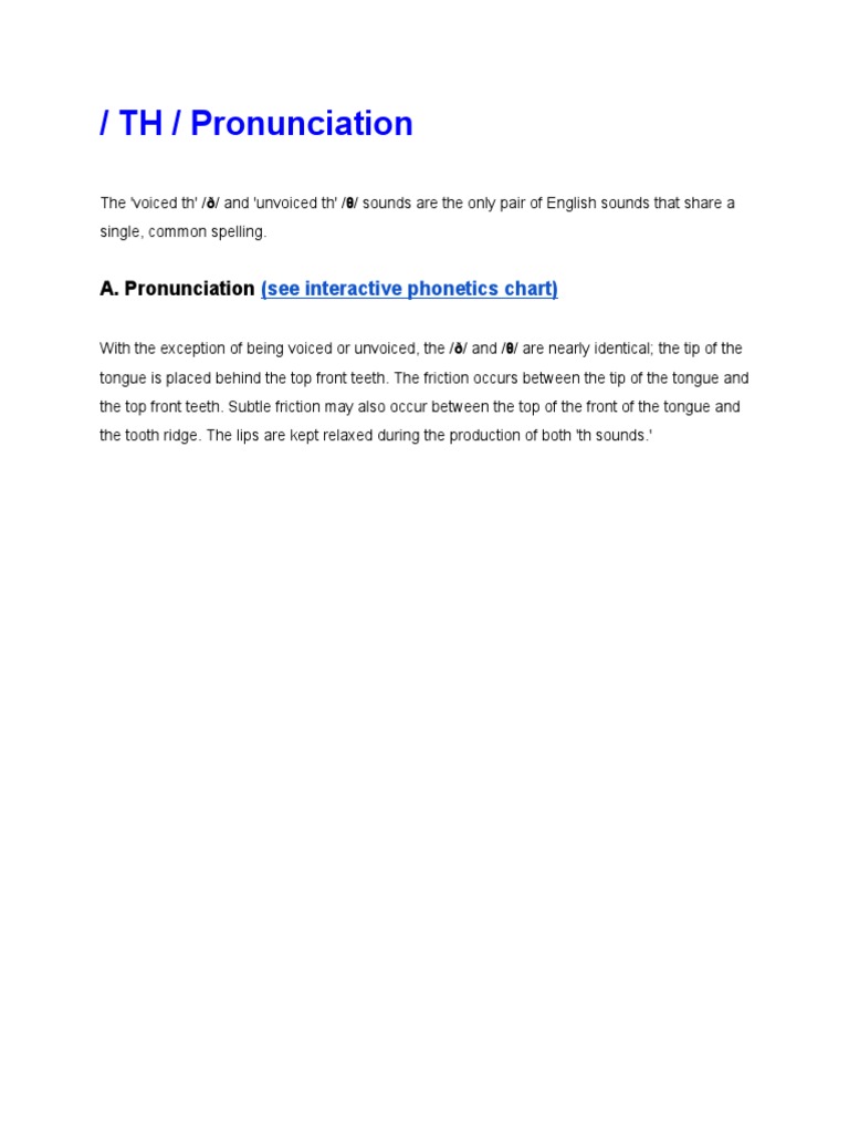 TH Pronunciation | PDF | Human Voice | Linguistics