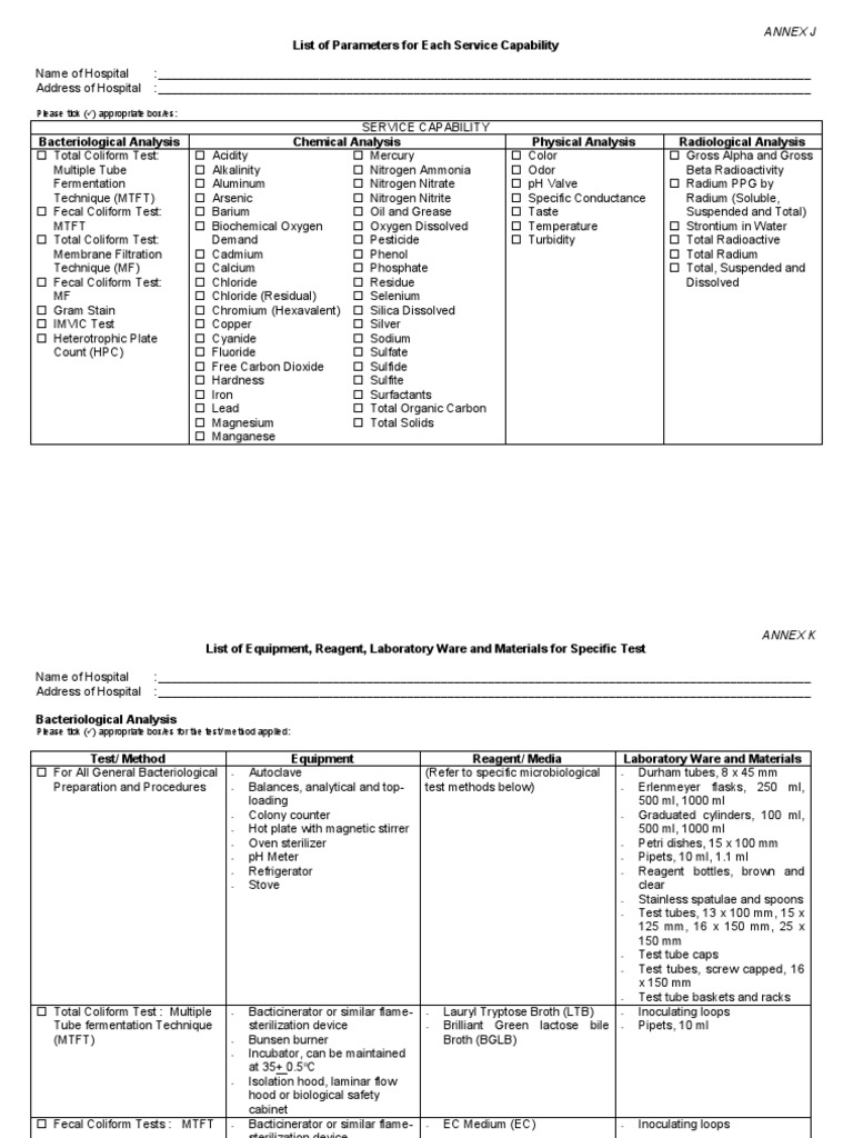 Laboratory Capabilities for Water Quality Testing: A List of Equipment ...