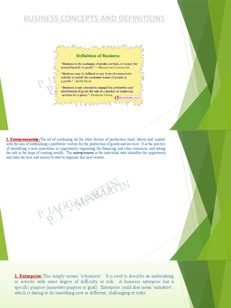 Business Concepts and Definitions | PDF | Entrepreneurship | Goods