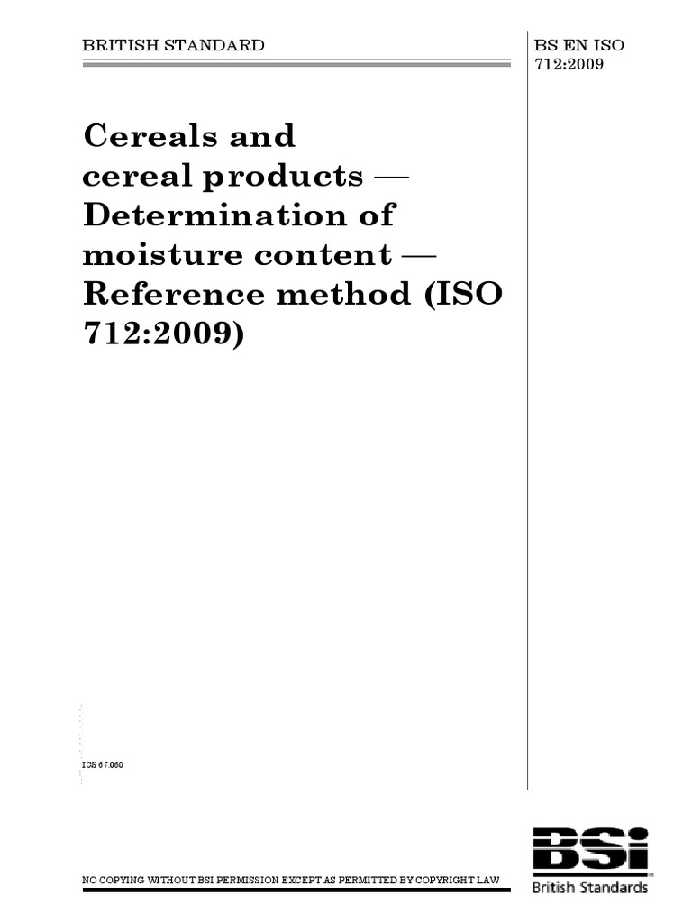 Bsi BS en Iso 712 | PDF | International Organization For Standardization | Mill (Grinding)