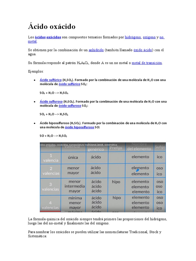 Nomenclatura y Ejemplos de Oxácidos | PDF