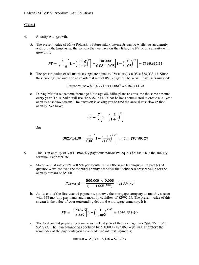 Problem Set 2 - Solution | PDF | Present Value | Interest