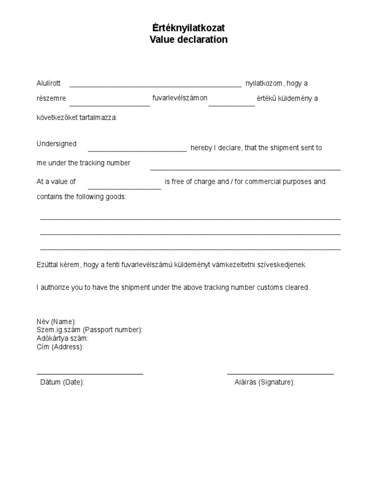 HU HU 2020 1 Web PDF NA Value Declaration Marketing 1727290195 | PDF