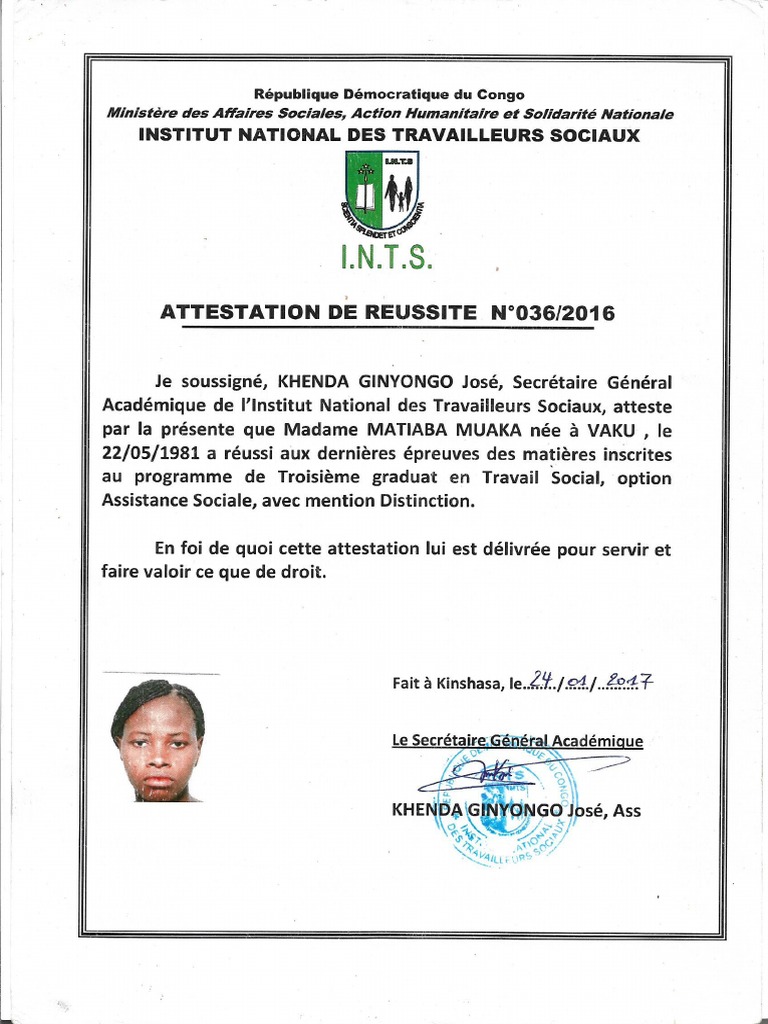 Attestation de Reussite | PDF