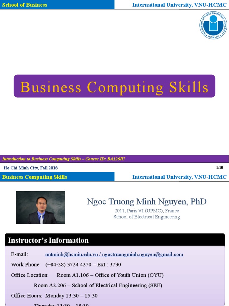 Introduction to Business Computing Skills | PDF | Microsoft Excel ...