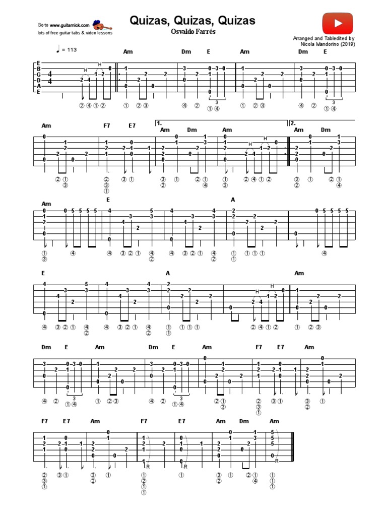 Quizas, Quizas, Quizas (Fingerstyle) | PDF | Guitars | Guitar Family ... Quizas, Quizas, Quizas (Fingerstyle) | PDF | Guitars | Guitar Family ...