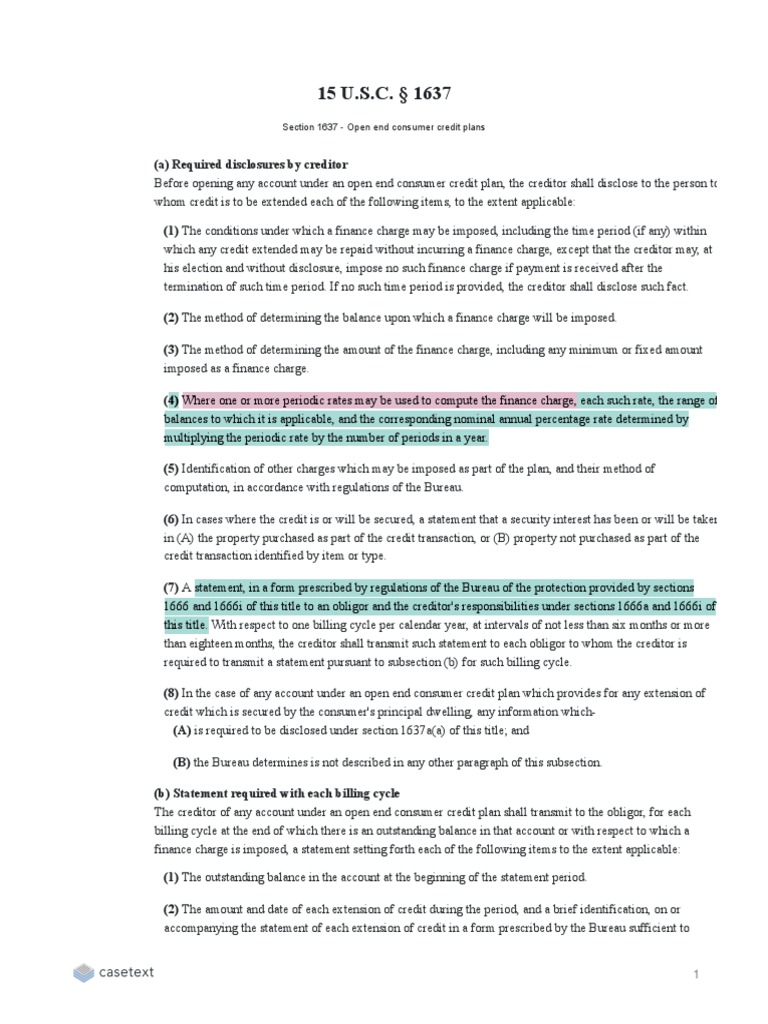 Open End Consumer Credit Plan Overview | PDF | Credit | Finance & Money ...