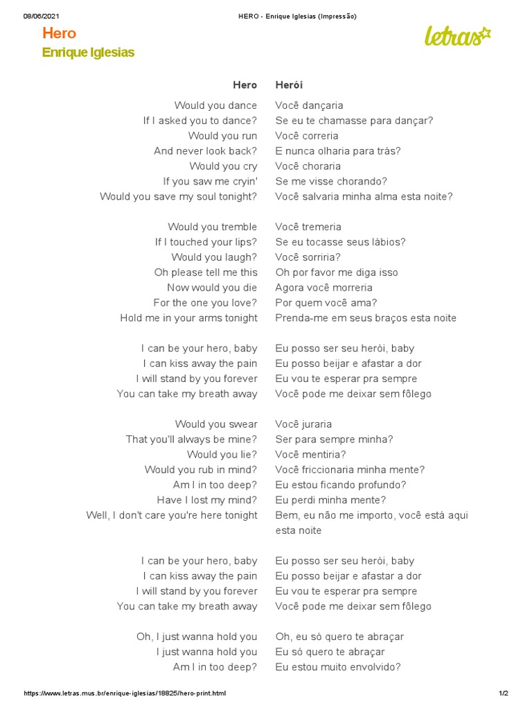HERO - Enrique Iglesias (Impressão) | PDF | Indústria da música | Músicas